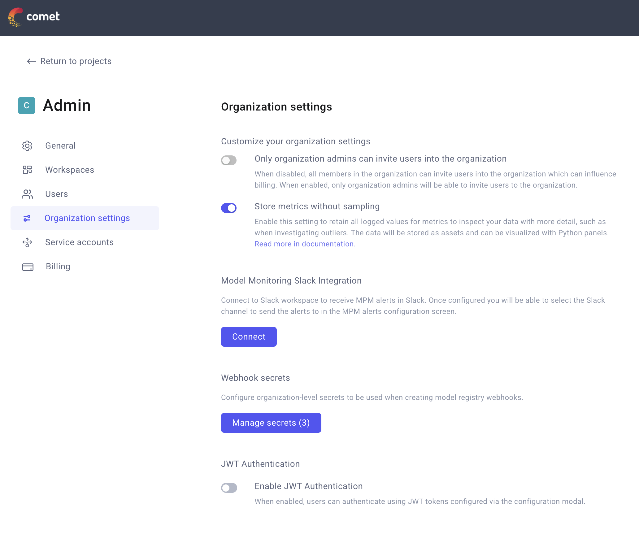 JWT Token Auth - Comet Docs
