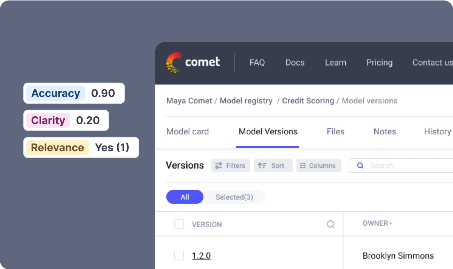 Machine Learning Model Versioning | Comet